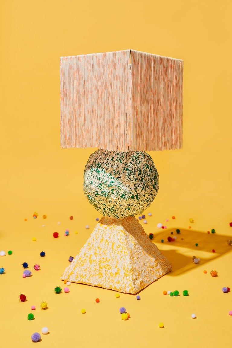 Stack Table Lamp in Multi-Color Lacquered Papier-Mâché and Hand-Dyed ...