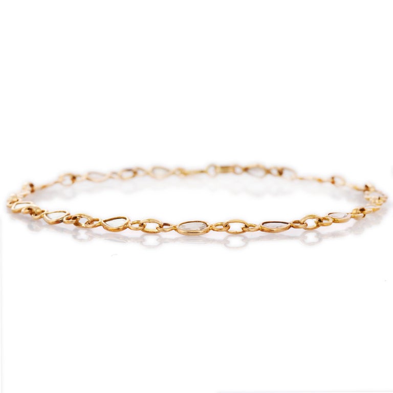 2.15 ct Natural Diamond Stackable Chain Bracelet in 10K Solid Yellow ...