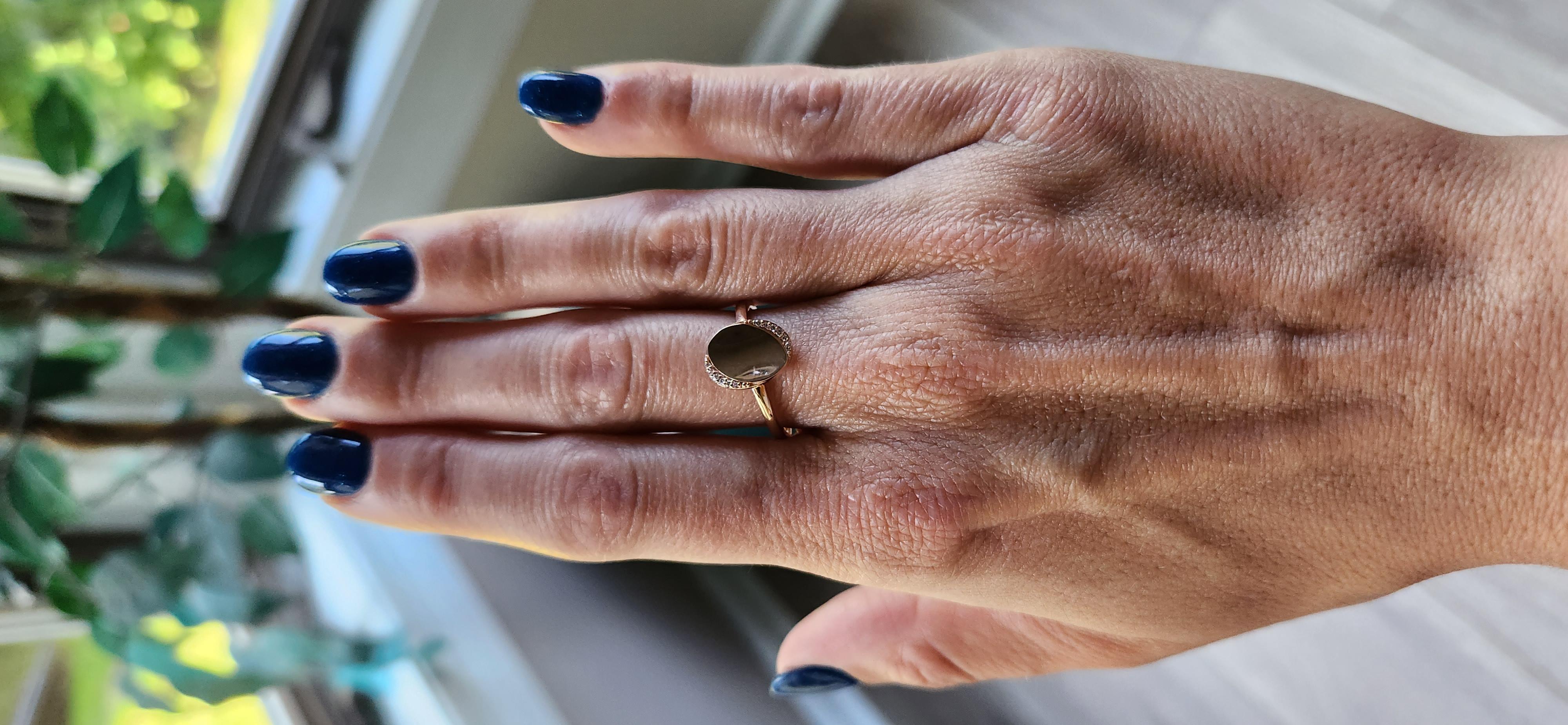 Stackable Argyle Pink Diamond Oval Disk Shape Ring For Sale at 1stDibs