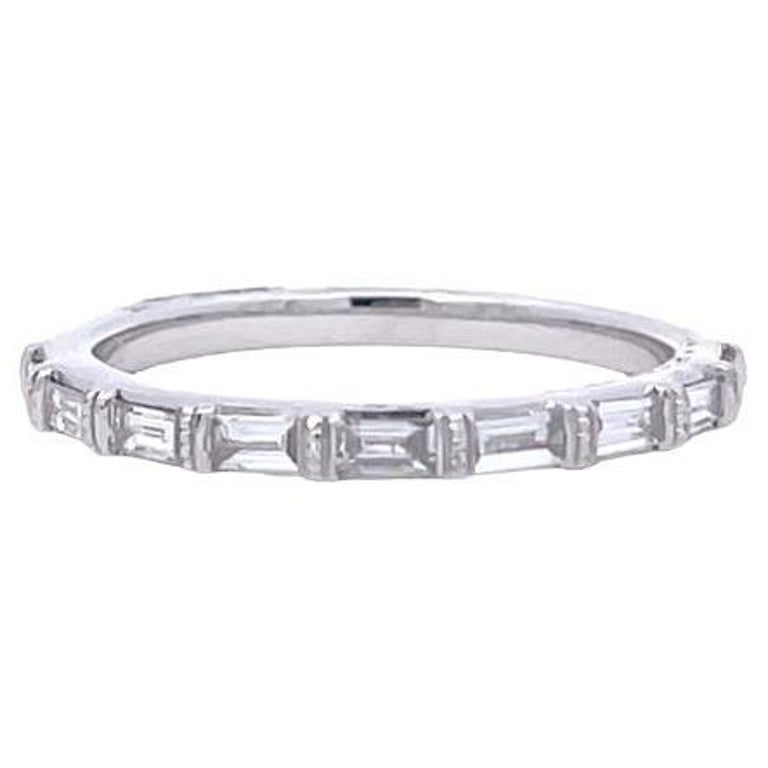 Stackable Baguette Diamond Ring Band 0.33 Carat 14k White Gold For Sale ...