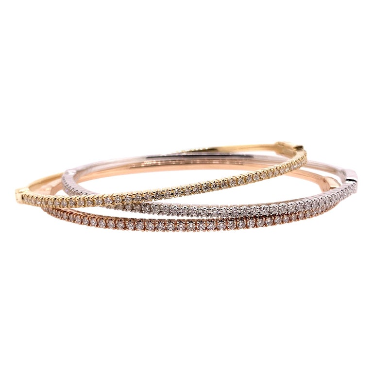 Stackable Diamond Bangles in 18k Rose Gold, Yellow Gold, and White Gold ...