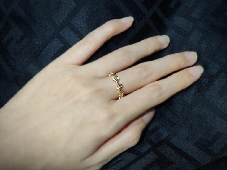 Stackable Diamond Tabby Weave All Rounder 18K Rose Gold Band Ring For ...