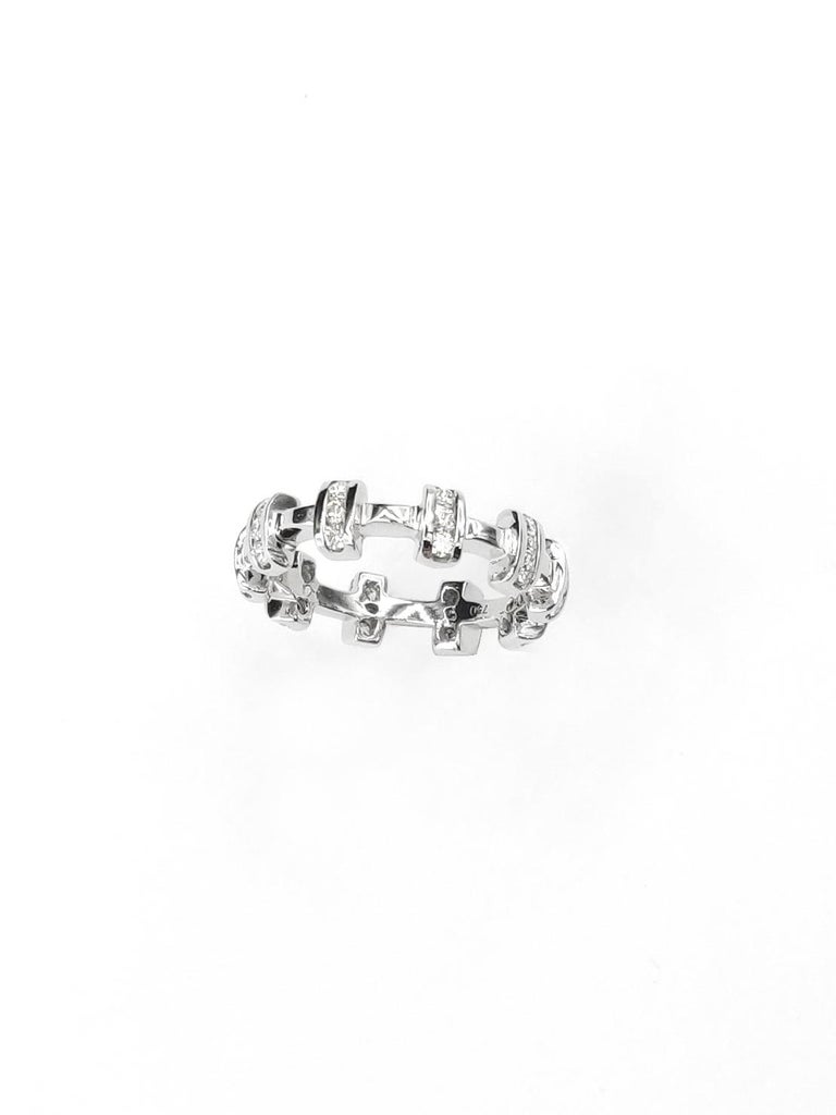 Stackable Diamond Tabby Weave All Rounder 18K White Gold Band Ring For ...