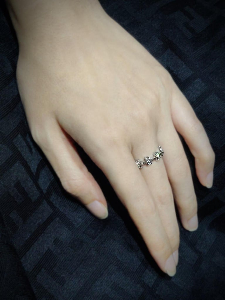 Stackable Diamond Tabby Weave All Rounder 18K White Gold Band Ring For ...