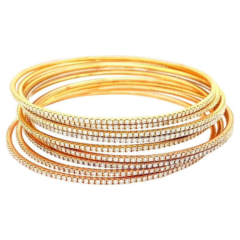 20 Carat Diamond Yellow Gold Rose Gold White Gold Layered Bracelet ...