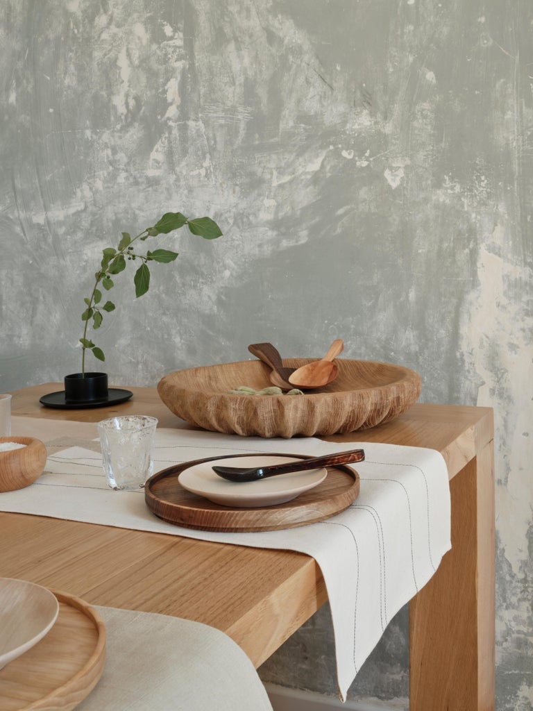 Stackable plates, walnut wood, handmade in France, OROS Edition For ...