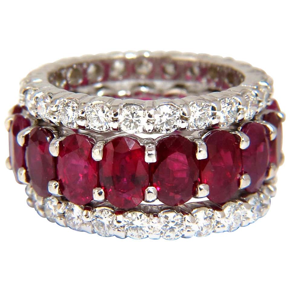 Stackable Ruby Diamonds Eternity Ring 14kt Natural Vivid Reds Stacking 1354ct At 1stdibs