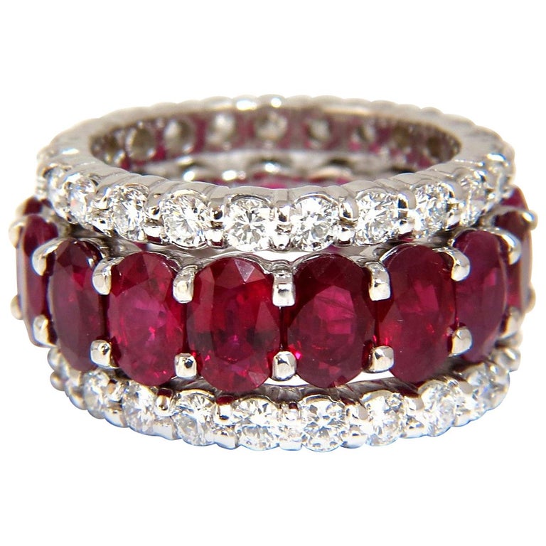 Stackable Ruby Diamonds eternity Ring 14kt Natural Vivid Reds Stacking ...