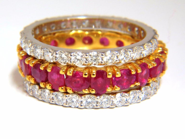 Stackable Ruby Diamonds eternity Ring 14kt Natural Vivid Reds Stacking ...