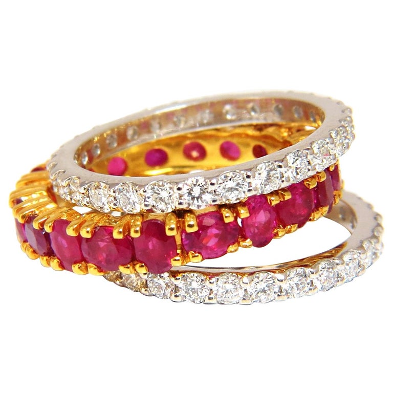 Stackable Ruby Diamonds eternity Ring 14kt Natural Vivid Reds Stacking ...