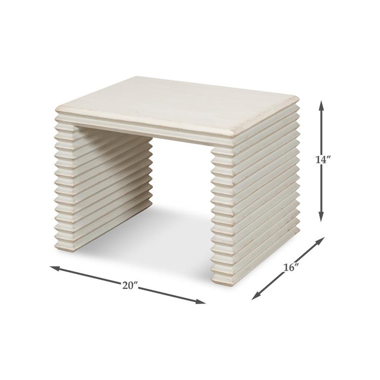 Stacked Antique White Painted Stool For Sale at 1stDibs