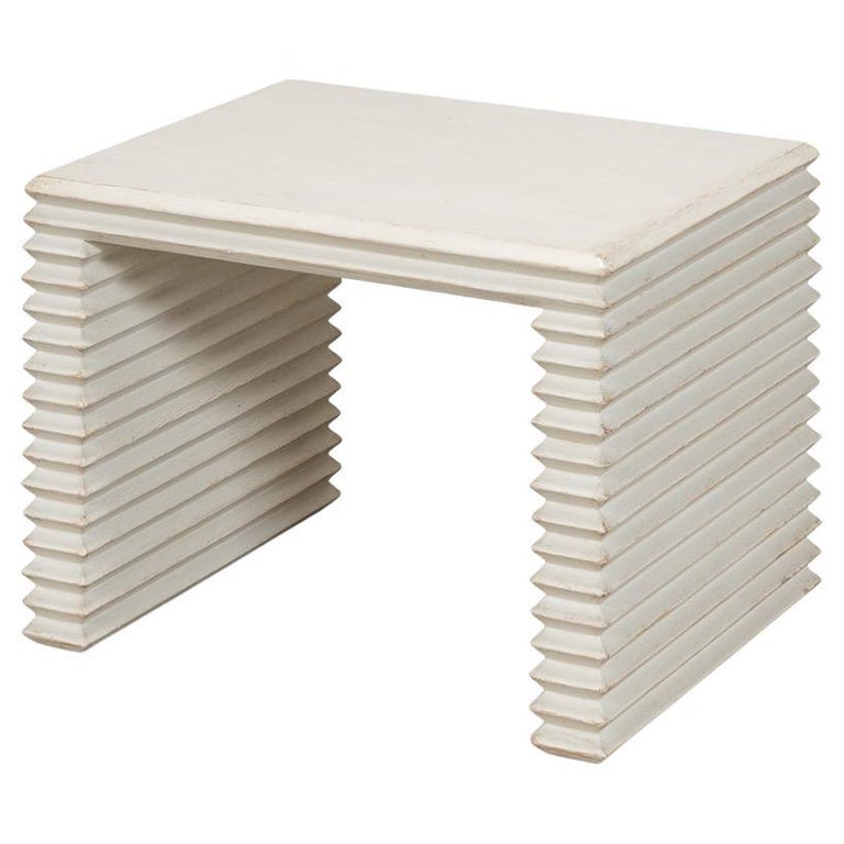Stacked Antique White Painted Stool For Sale at 1stDibs