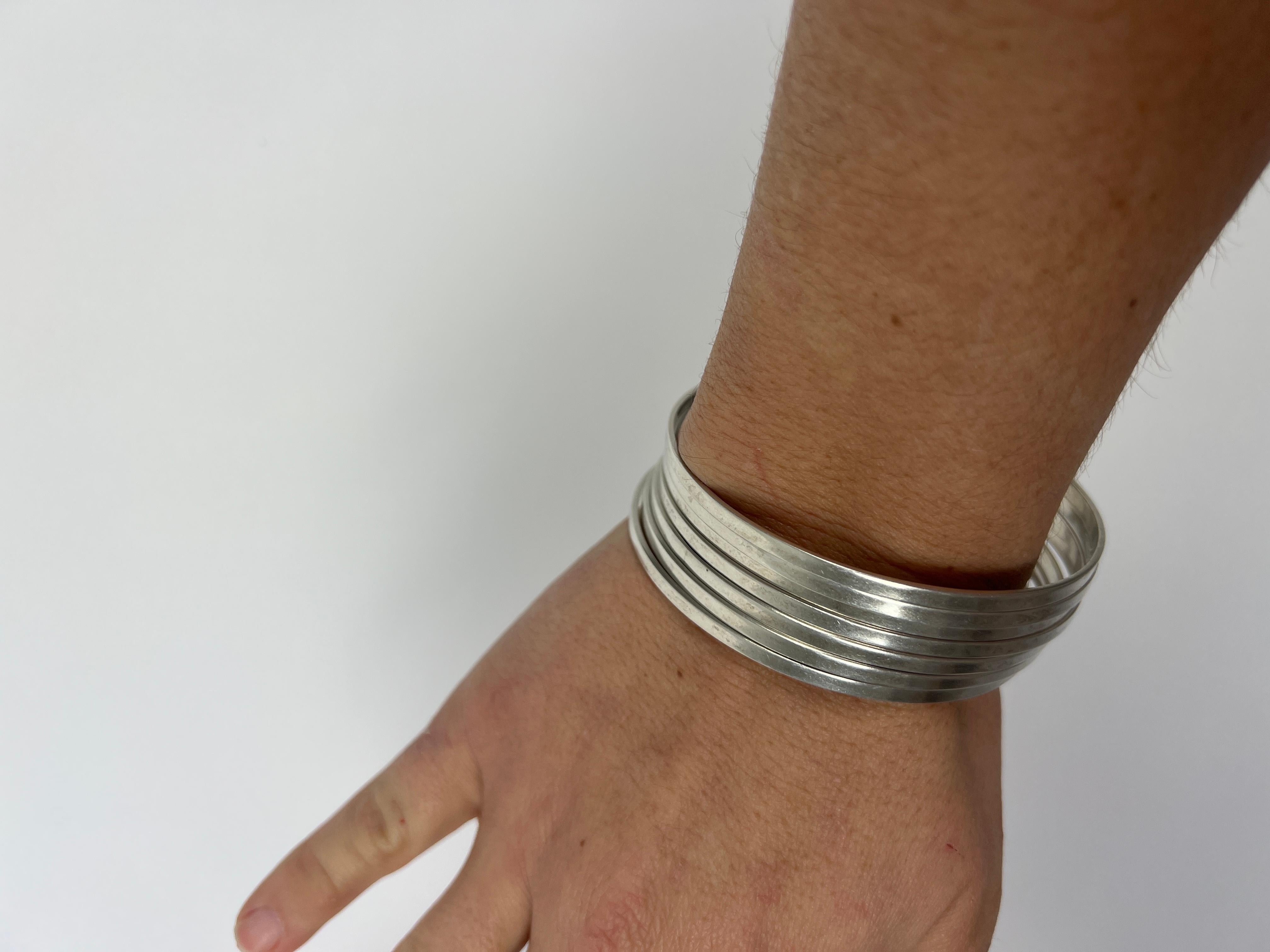 Stacked Bangle Bracelets, Sterling Silver, Bangle Bracelet For Sale at ...
