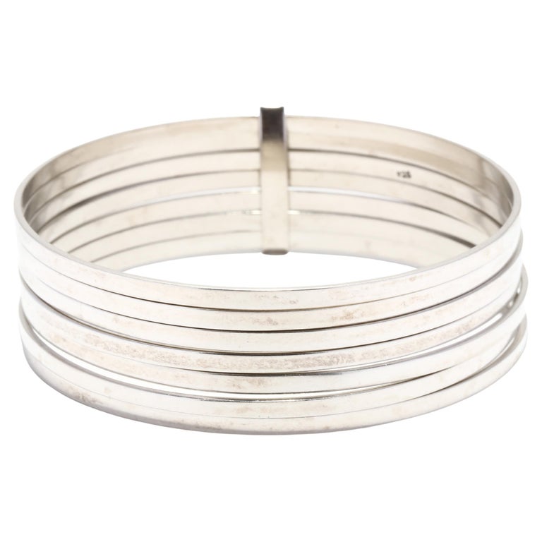 Stacked Bangle Bracelets, Sterling Silver, Bangle Bracelet For Sale at 1stDibs