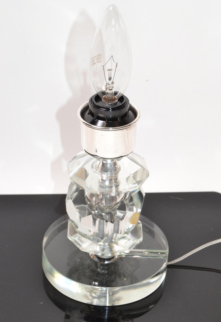 Stacked Crystal and Chrome Table Lamps, a Pair For Sale at 1stDibs