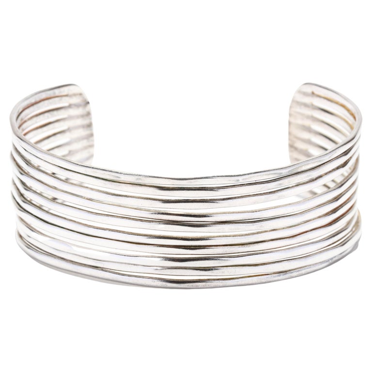 Stacked Cuff Bracelet, Sterling Silver, Cuff Bracelet For Sale at 1stDibs