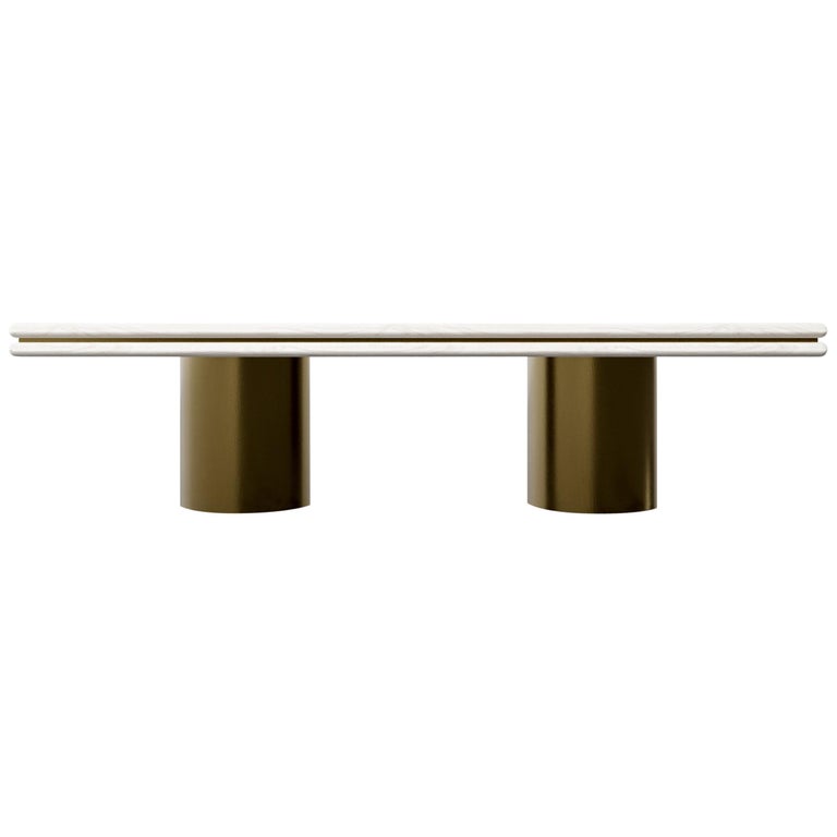 STACKED DINING TABLE - Modern Wooden Dining Table with Metal Inlay and ...
