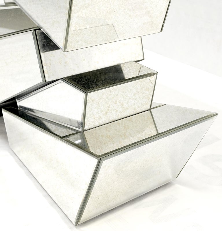 "Stacked" Smoked Mirrors Base Glass Top Mid Century Modern Console Sofa ...