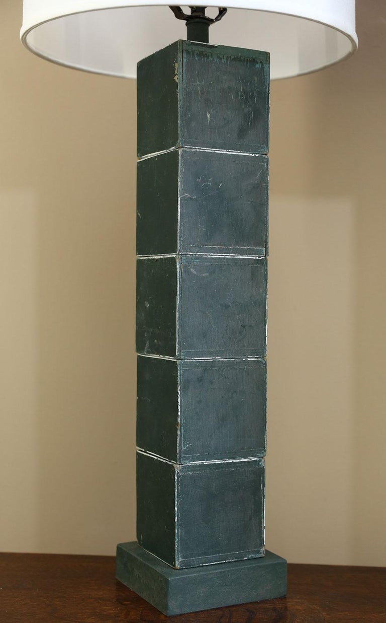 Stacking Wood Block Pair Custom Table Lamps of Unique, Graphic design ...