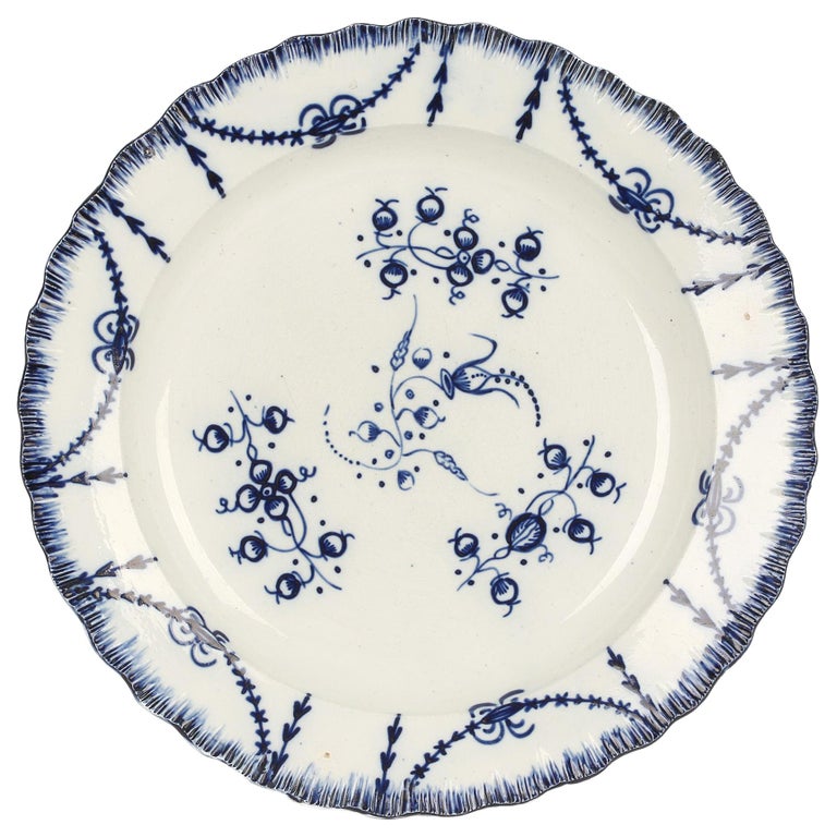 Staffordshire Blue and White Pearlware Floral Decorated Featheredge ...