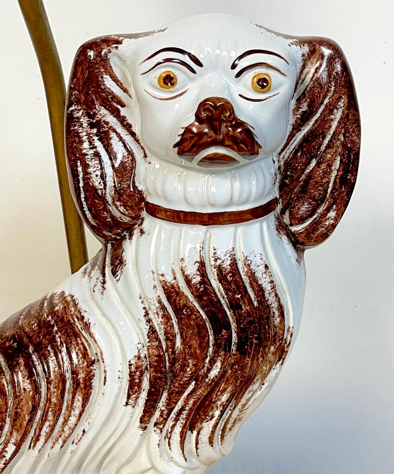 Staffordshire Brown Sponge Decorated Seated Spaniel, Now as a Lamp For ...
