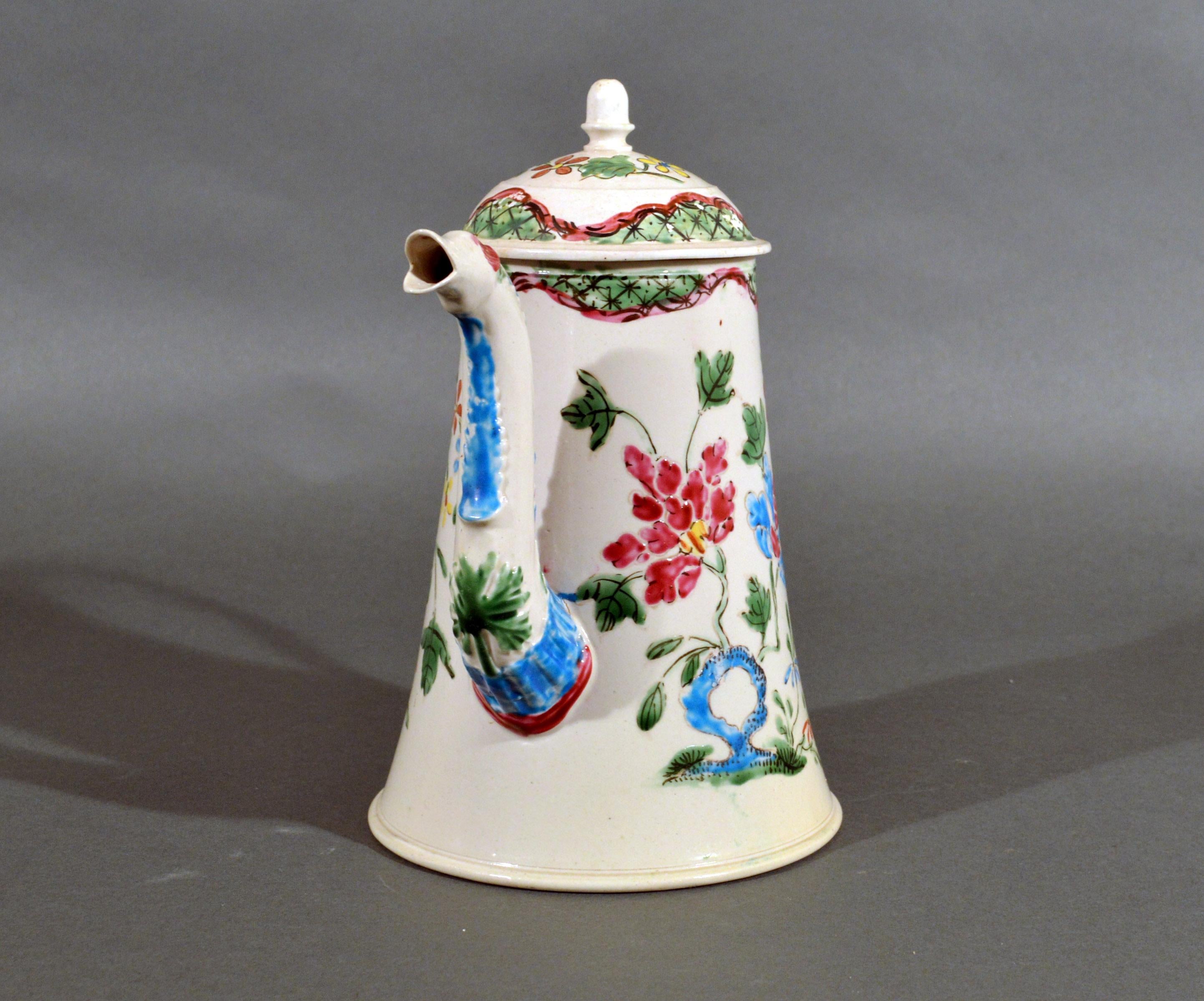 Staffordshire Enamelled Salt glaze Stoneware Chinoiserie Coffee Pot and ...