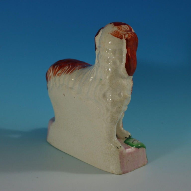 Staffordshire King Charles Spaniels on Leaf Base at 1stDibs