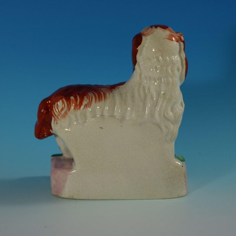 Staffordshire King Charles Spaniels on Leaf Base at 1stDibs
