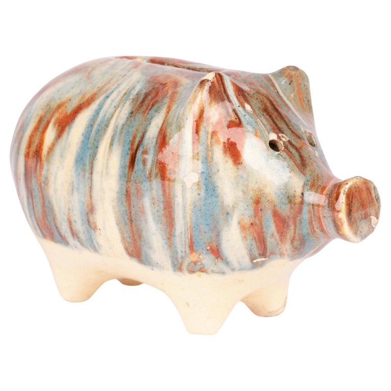 Staffordshire Marble Slipware Glazed Pottery Pig Moneybox For Sale at ...
