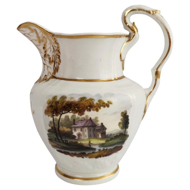 Staffordshire Porcelain Jug, White with Landscapes, Regency ca 1820 at ...