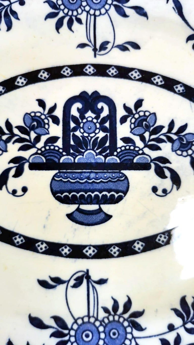 Staffordshire Potteries English Tray with Blue Transferware Decorations ...