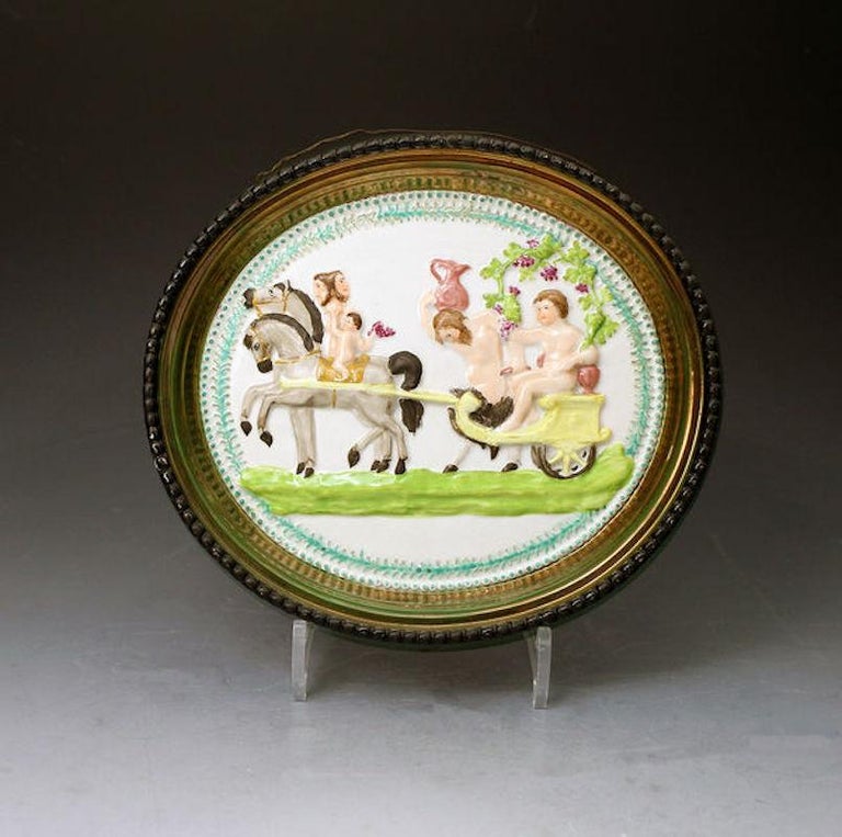 Staffordshire pottery pearlware plaque with luster decoration and ...