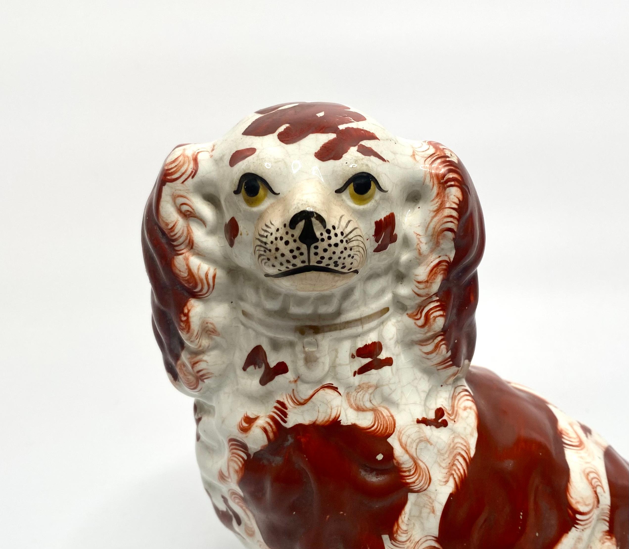 Staffordshire Pottery Spaniels, circa 1850 at 1stDibs