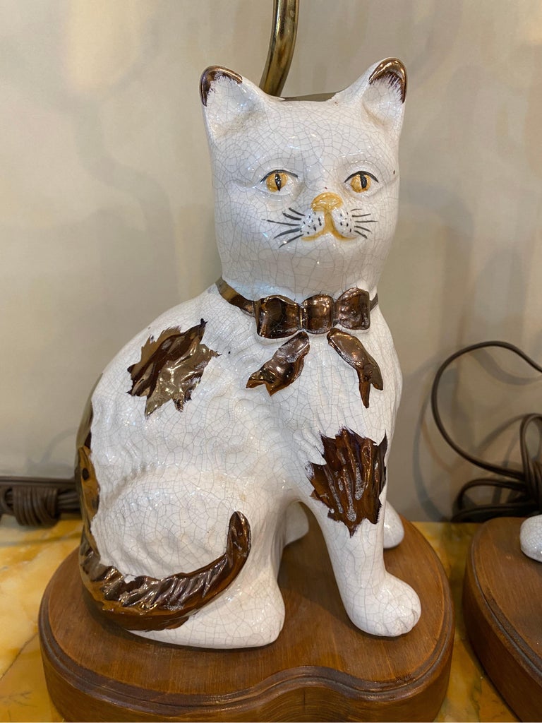 Staffordshire Style Porcelain Cats Mounted as Lamps at 1stDibs