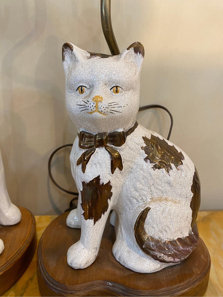 Staffordshire Style Porcelain Cats Mounted as Lamps at 1stDibs