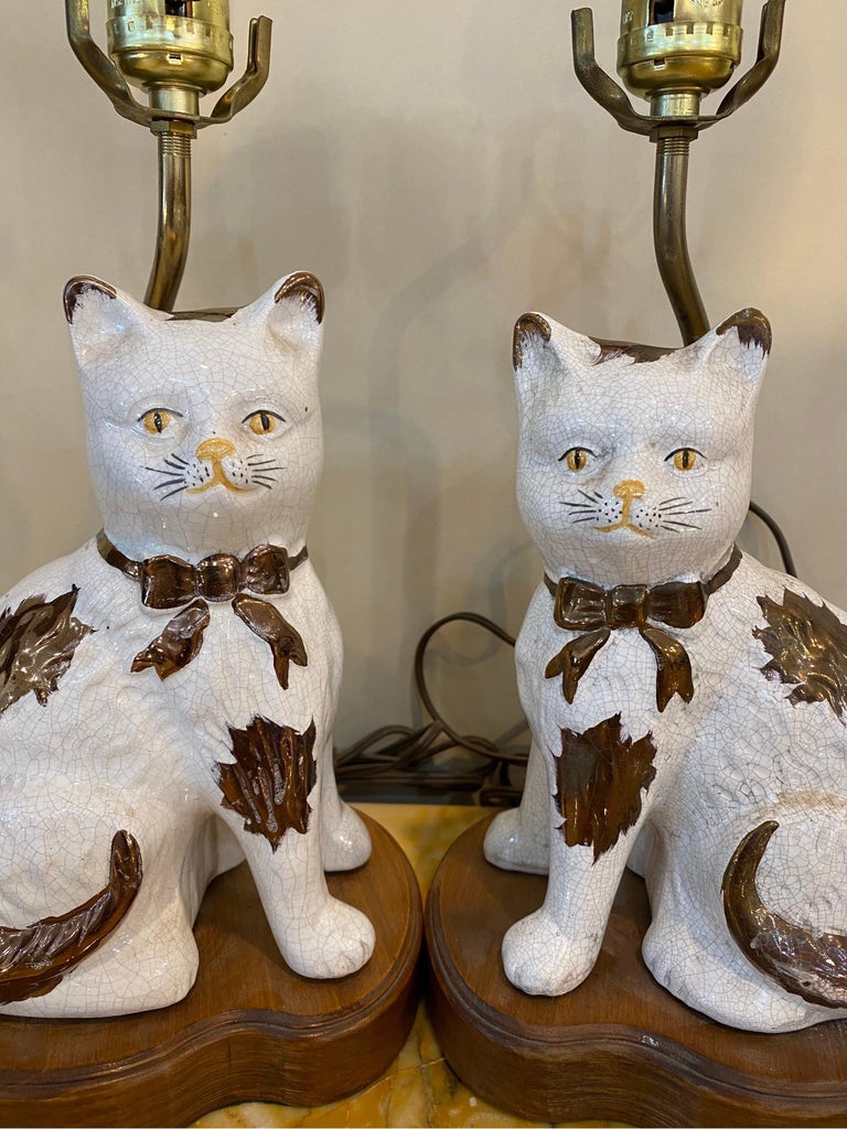 Staffordshire Style Porcelain Cats Mounted as Lamps at 1stDibs