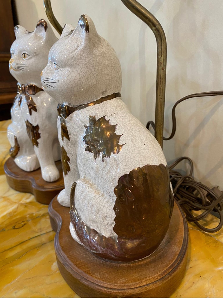Staffordshire Style Porcelain Cats Mounted as Lamps at 1stDibs