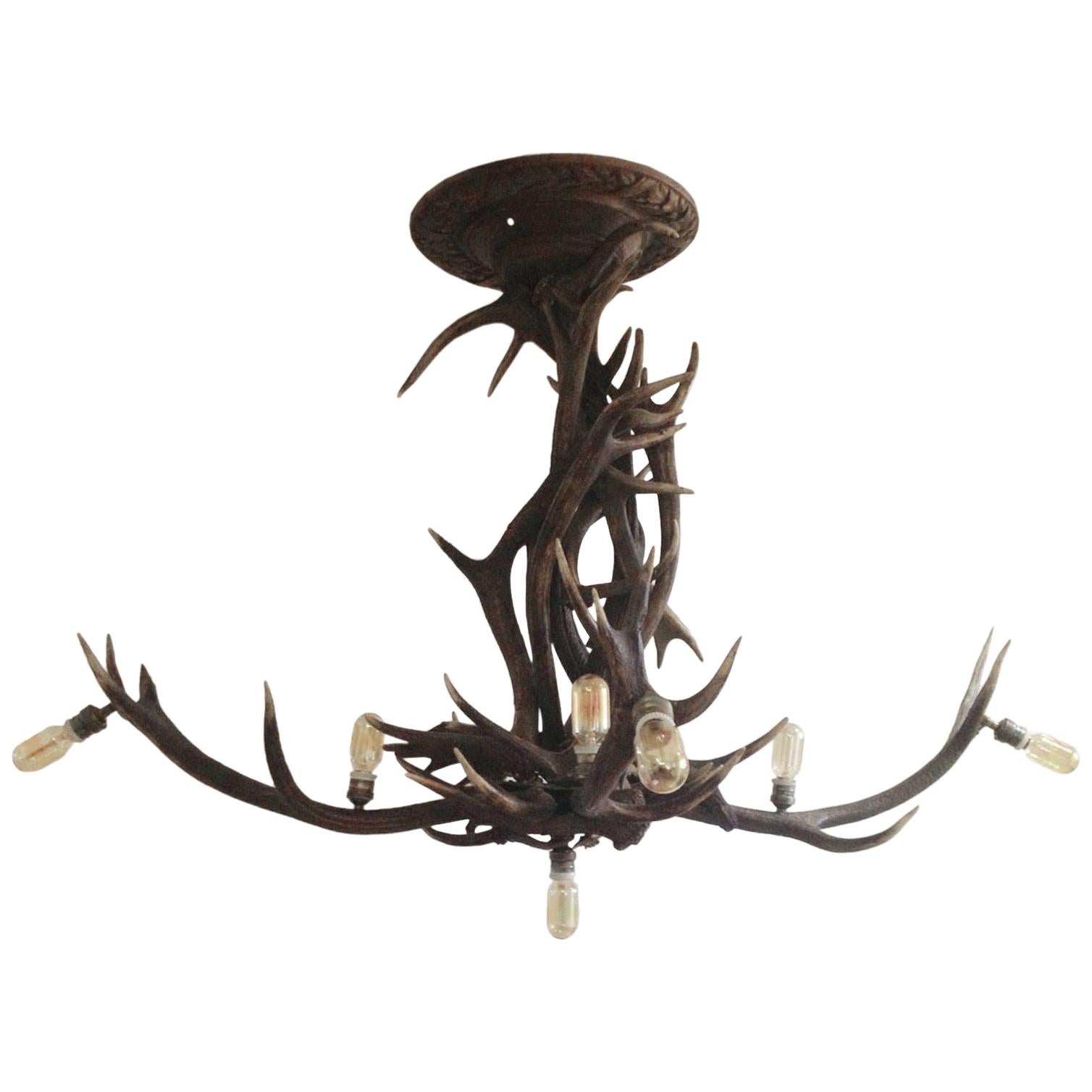 Unusual Chalet Chandelier Made Out of Stag Horns For Sale at 1stDibs