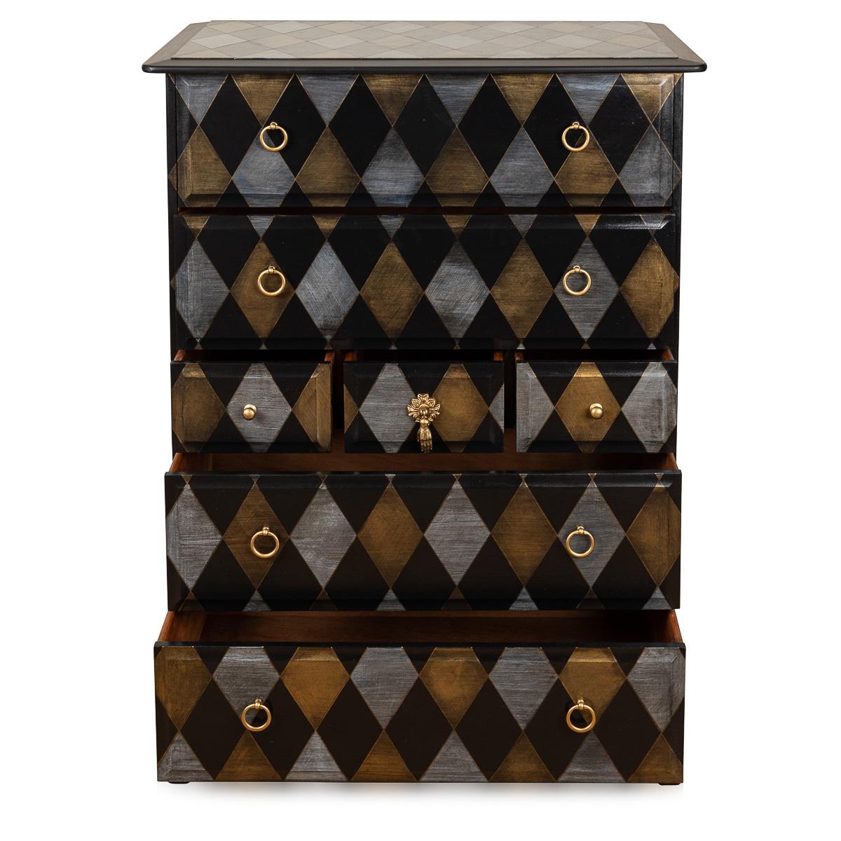 Stag Minstrel Chest Of Drawers Handpainted With 'Venetian Harlequin ...