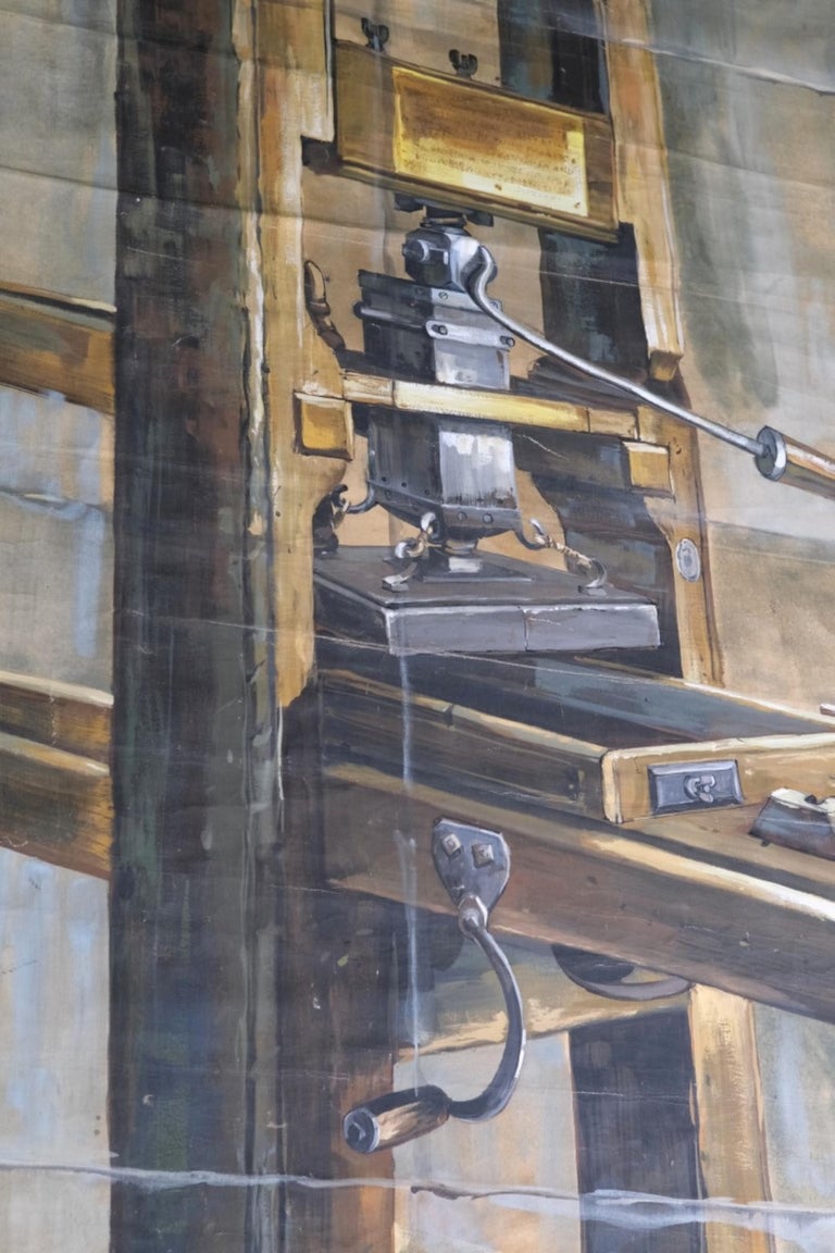 Stage Prop Scene Oil Painting on Canvas of Printing Press For Sale at ...