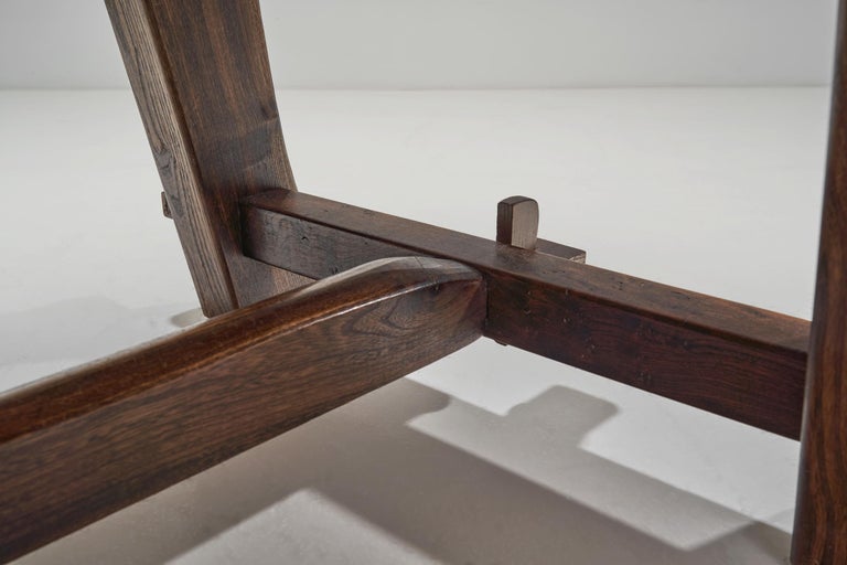 Stained Elm Dining Table with Mortise and Tenon Joints, France, 1950s ...