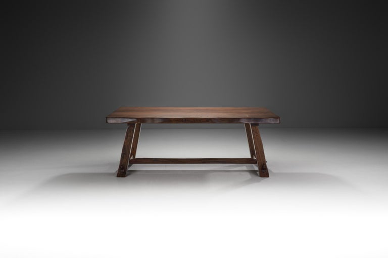 Stained Elm Dining Table with Mortise and Tenon Joints, France, 1950s ...