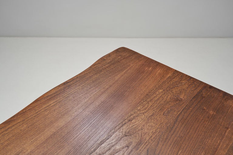 Stained Elm Dining Table with Mortise and Tenon Joints, France, 1950s ...