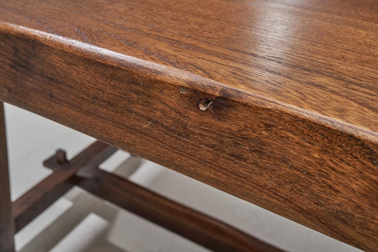 Stained Elm Dining Table with Mortise and Tenon Joints, France, 1950s ...