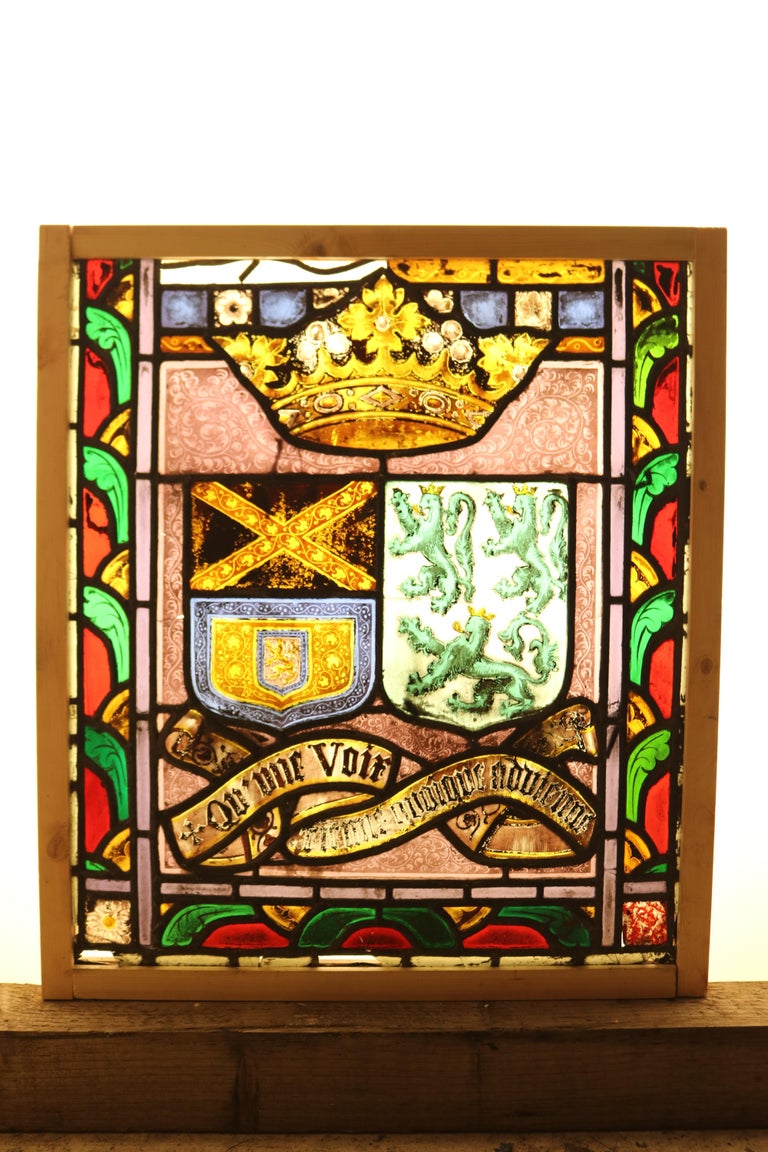 Stained Glass Reclaimed Armorial Window For Sale at 1stDibs