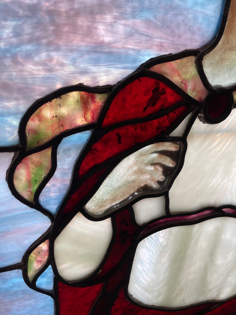 Tiffany Type Stained Glass Window, Woman in Grape Arbor Possibly Early ...