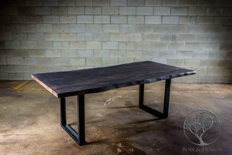Maple Dining Table stained grey on U Shape Steel Legs For Sale at ...