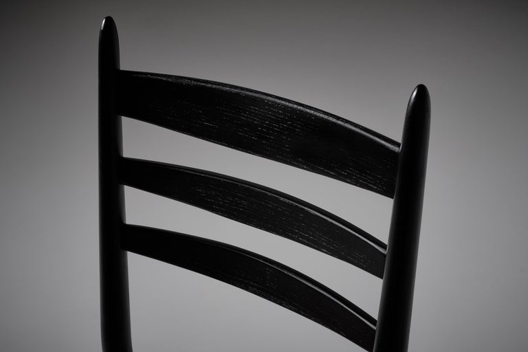Stained Oak and Rush Dining Chairs, Set of 8 For Sale at 1stDibs