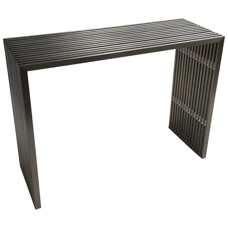 Stainless Steel and Lucite Slat Console at 1stDibs