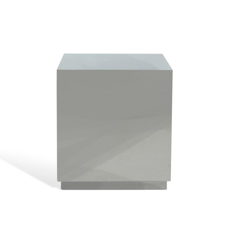 Stainless Steel Cube Side Table For Sale at 1stDibs